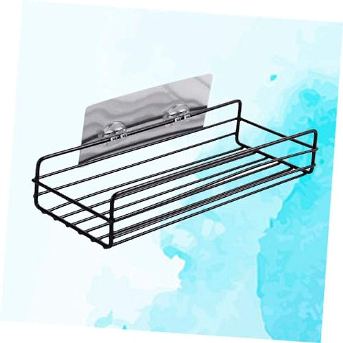 FUNOMOCYA Iron Storage Rack Storage Shelves Storage Shelf Self-Adhesive Storage Rack Kitchen Organizer Wall Mount Rack Black