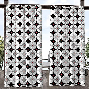 LANQiAO Outdoor Curtain Grommet, Retro Style Atomic Outdoor Curtain Fabric for Patio Light Block Heat Out Water Proof Drape W120 x L96