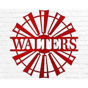 Personalized Windmill Wall Decor Personalized Windmill Sign Custom Windmill Decor Metal Family Name Sign Last Name Farmhouse Decor Farm Sign