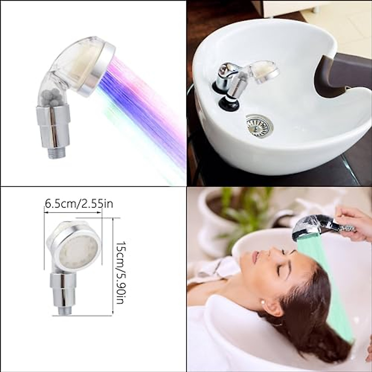 Socila Professional LED Shower Head: Auto Color Changing, High Pressure, and Water Filtration for Shampoo Bowl"