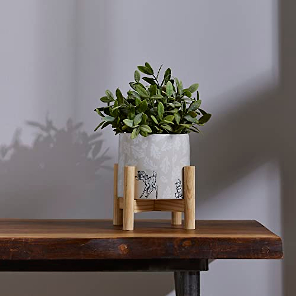 Happy Homewares Forest Friends Bambi and Thumper Planter with Wooden Stand - an Adorable Rustic Planter - Officially Licensed