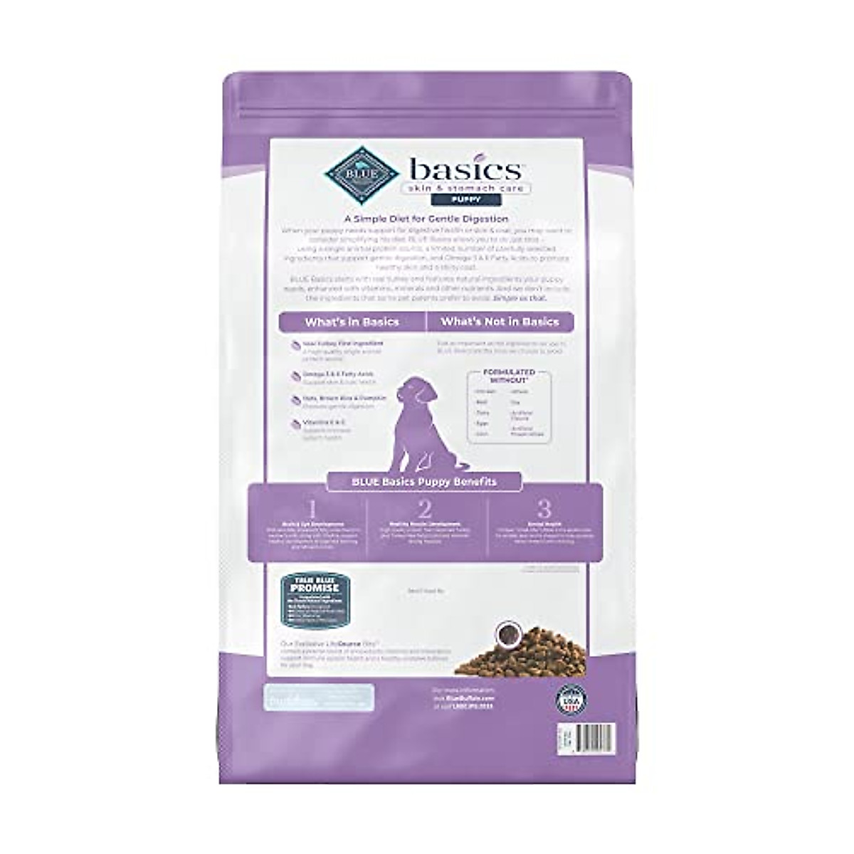 Blue Buffalo Basics Skin & Stomach Care, Natural Puppy Dry Dog Food, Turkey & Potato 24-lb