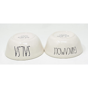 Rae Dunn GUACAMOLE + SALSA Bowl set of 2 Ceramic - 5 in