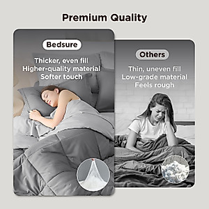 BEDSURE Queen Comforter Set - 7 Pieces Reversible Queen Bed Set Bed in a Bag with Comforters Queen Size, Sheets, Pillowcases & Shams, Grey Bedding Sets