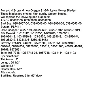 12PK Blades for 60" 038-2007-00, 038-6050-00, 038-6060-00