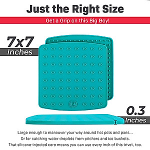 Premium Silicone Pot Holder for Pots/Pans | Multipurpose Trivets | Hot Pad, Spoon Rest, Coaster and More | 2 Pads | Featuring Heat Resistant Core Tech | UpGood Pro Series (Cool Kitchen Tools, Teal)
