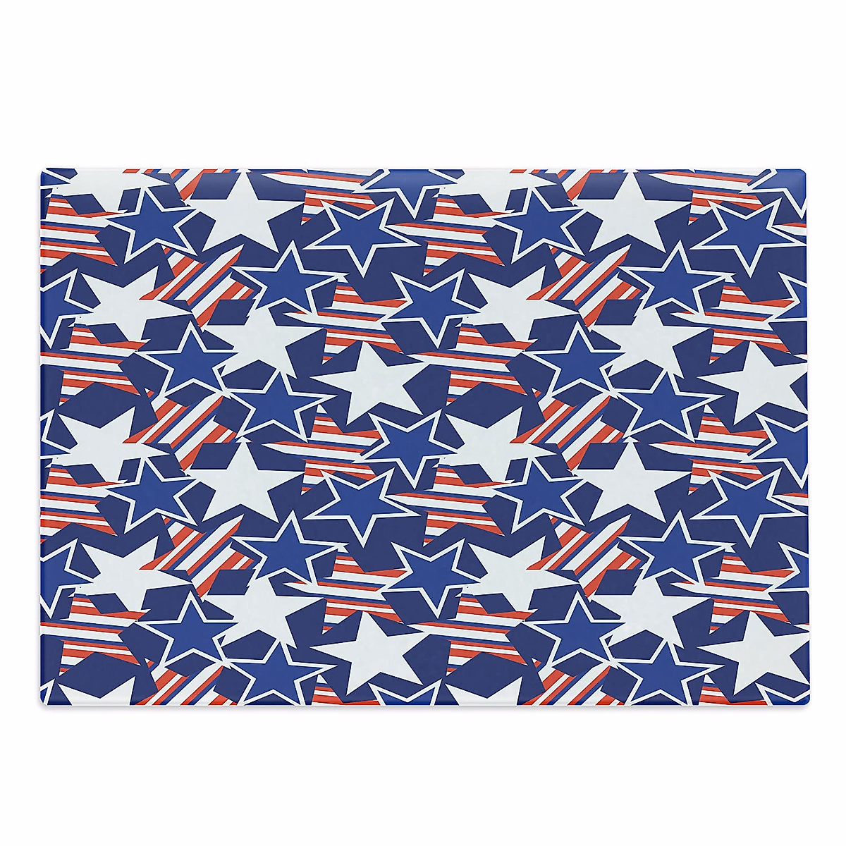 Ambesonne 4th of July Cutting Board, Stars and Stripes of Liberty and Freedom American Theme Pattern, Decorative Tempered Glass Cutting and Serving Board, Large Size, Red White