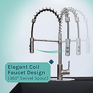 Utility Sink Extra-Deep Laundry Tub in Black with High-Arc Stainless Steel Coil Pull-Down Sprayer Faucet, Integrated Supply Lines, P-Trap Kit, Heavy Duty Floor Mounted Freestanding Wash Station