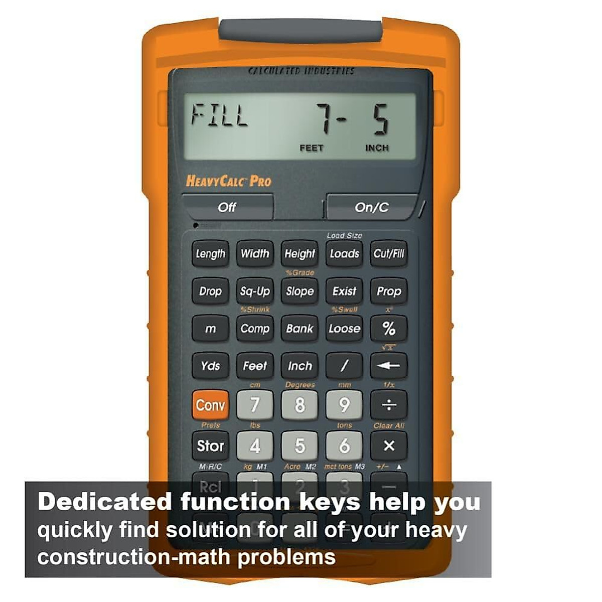 Calculated Industries 4325 HeavyCalc Pro Feet-Inch, Tenths, Yards and Metric Construction Math Calculator Tool for Engineers, Estimators, Excavators, Highway Contractors and Heavy Equipment Operators