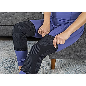 EvriFit Compression High Performance Knee Sleeves, Support for Men & Women, Running, Basketball, Volleyball, Weightlifting & Cross Training, Medium – Large (1 Pair) Black