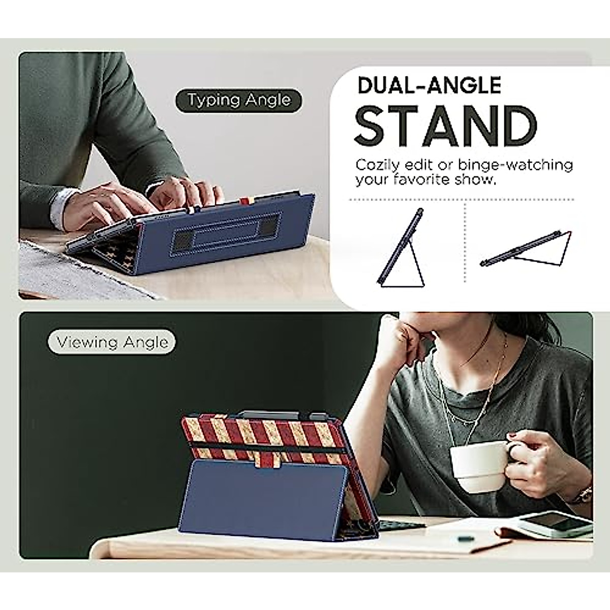 MoKo for Amazon Kindle Fire Max 11 Case (13th Generation, 2023 Release) 11" - Slim Folding Stand Cover Case for Fire 11 Tablet with Auto Wake/Sleep, American Flag