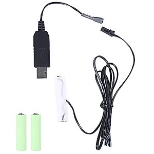 TINGLI USB Power Supply Cable for AA Battery,Replace 3AA 4.5V Battery,Reusable Batteries for Clocks, Toys, Holiday Lights, Fans, LEDs(Separable) Black