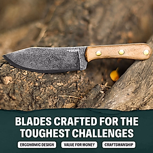 Condor Tool & Knife Hudson Bay Camp Knife | 1075 High Carbon Steel Fixed Blade Camping Knife | Hand Crafted Welted Leather Sheath | Full Tang Knife | Bushcraft Knife with 8.4in Blade | 5mm Thick |20.5oz