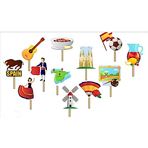 12 Old Spain Country Party Cupcake Toppers Food Picks