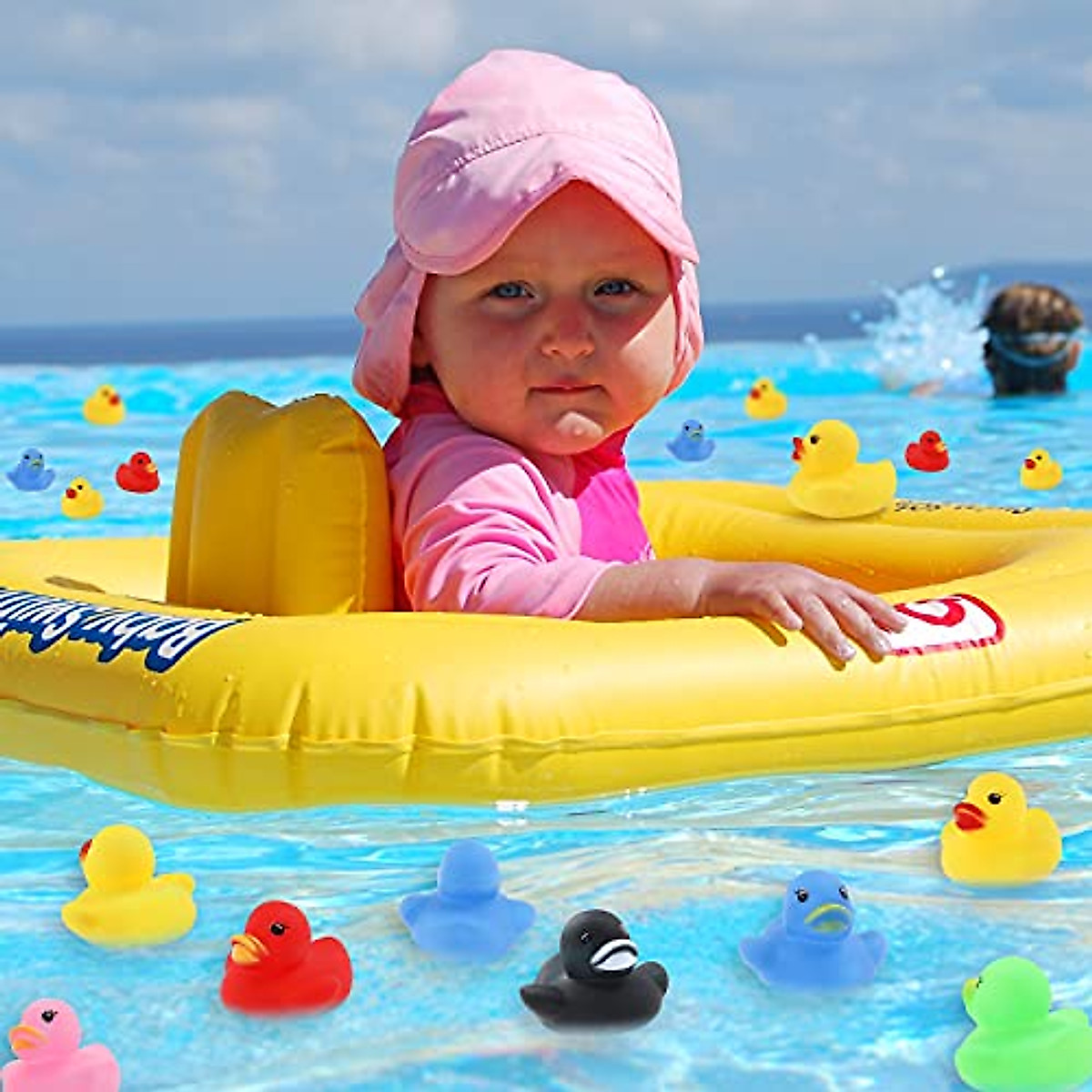 50 Pack Multicolor Mini Rubber Ducky Float Ducks Baby Bath Toy, Great for Jeep Ducking, Shower, Birthday Party, Carnival Game Gift(1.6"x 1.5" x 1.2". 6 Colors)