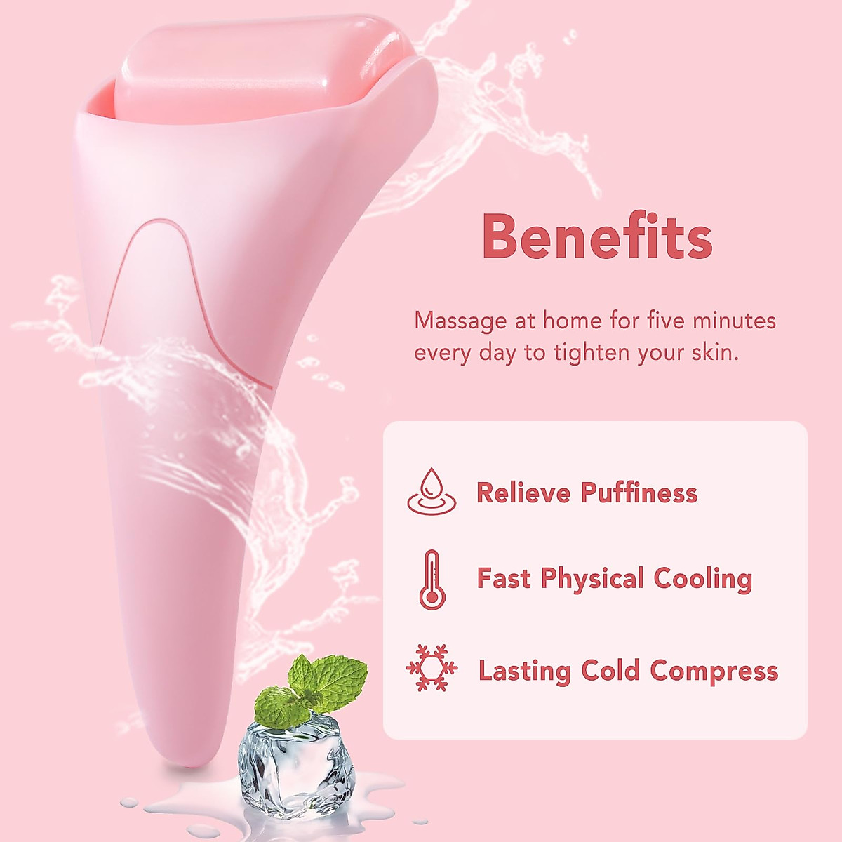 huefull Face Ice Roller Massage, Ice Roller for Face & Eye Puffiness Relief, Shrink Pores, and Tighten Skin, Skin Care Tool