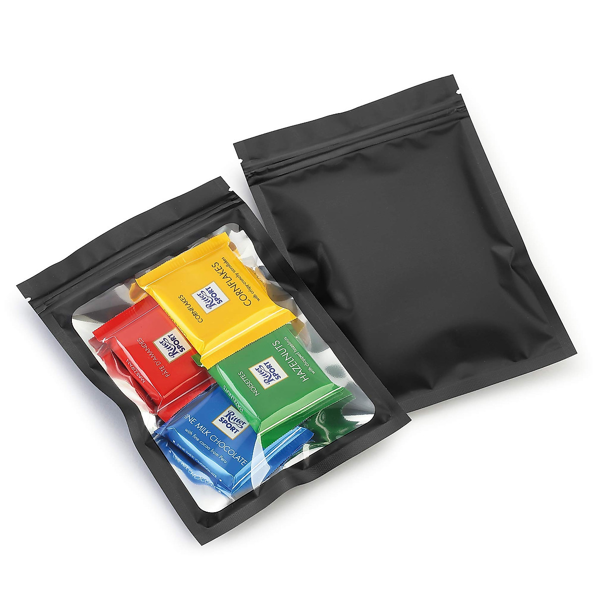 Mylar Bags with Ziplock 4.5 x 6.5" | 100 Bags | Black | Sealable Heat Seal Bags for Candy and Food Packaging, Medications and Vitamins | For Liquid and Solids (Black, 4.5" x 6.5")