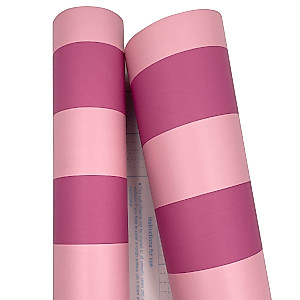 SimpleLife4U Pink Stripes Shelf Liner Peel & Stick Furniture Paper Cover School Classroom Storage Boxes 17.8 Inch by 9.8 Feet