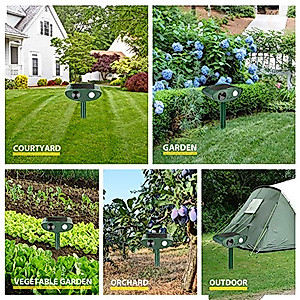 Redeo Solar Outdoor Cat Repellent Ultrasonic Animal Repeller Deer Deterrent Dog Repellent for Lawn&Garden Yard with Motion Sensor - Scare Birds Away (Green)