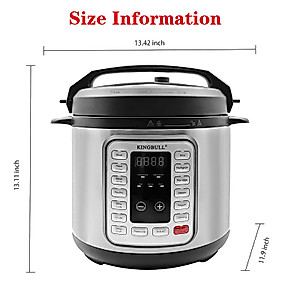 KINGBULL 12-in-1 Electric Pressure Cooker, Instant Multi-Use Non-Stick Pot, Slow Cooker, Rice Cooker, Steamer, Sauté, Yogurt Maker, Warmer &Delay Start,LED Screen& Manual(6QT)