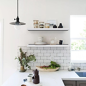 Meangood Floating Shelves Wall Mounted Set of 2, 17 inch Natural Bamboo Wood Wall Storage Shelves for Bedroom,Living Room,Bathroom, Kitchen White