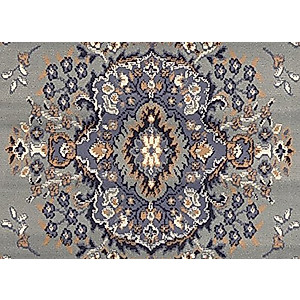 Home Dynamix Premium Sakarya Traditional Medallion Border Area Rug, Silver, 3'7"x5'2" Rectangle