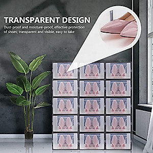 Alipis 3pcs Case High Men with Heels Women for Shoes Plastic Shoe Toy Stackable Holder Large & Transparent Boot Bin Easy Lid Foldable Assembly, Clamshell Room, Household Sneaker Opening