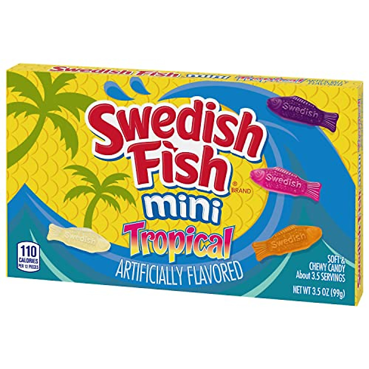 SWEDISH FISH Mini Tropical Soft & Chewy Candy, Bulk Candy, 12 - 3.5 oz Boxes