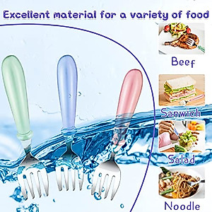 BHUIJNY 12Pcs Toddler Forks,Stainless Steel Toddler Utensils Baby Forks,Kids Forks Children's Cutlery for Self Feeding,BPA Free Kids Metal Forks with Round Handle for Boys Girls Dining,Dishwasher Safe