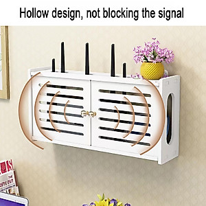 Large WiFi Router Storage Box Router Shelf Wall Mount, Wireless Router Storage Box,Router Organizer, Hider Cord Management Container, Creative Decorative Storage Box.,White,Small