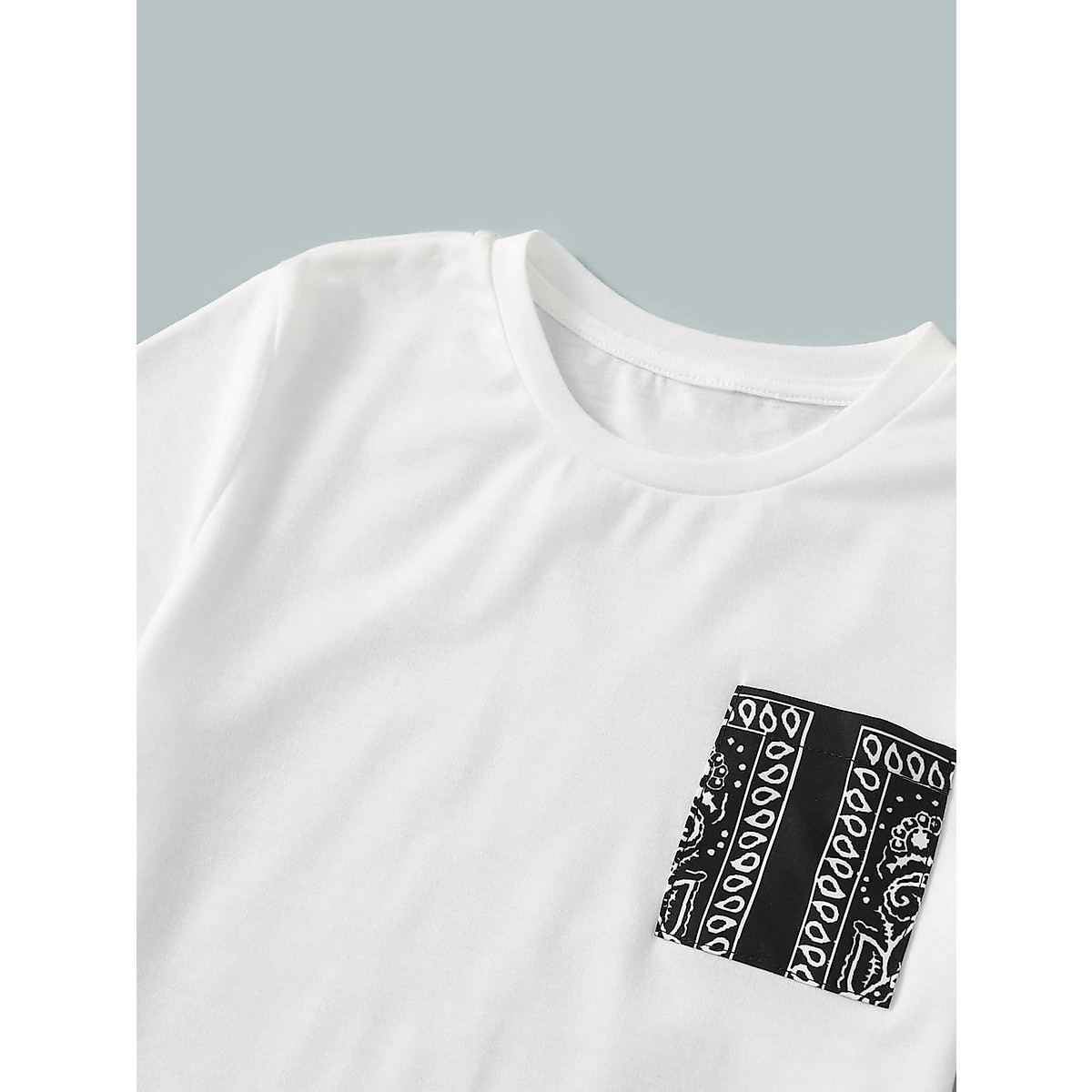 SOLY HUX Boys Boho Paisley Print Short Sleeve T Shirt and Shorts Set 2 Piece Outfits Black and White Paisley 13-14Y