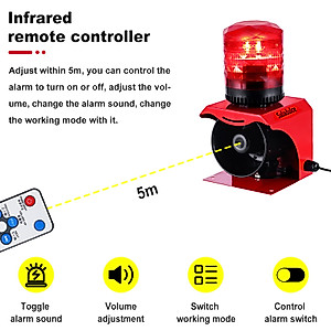 Saladulce Industrial Sound and Light Alarm Emergency Warning Light Outdoor Alarm Horn Siren Safety Voice Strobe Flash 120dB Waterproof (AC 110V-220V)