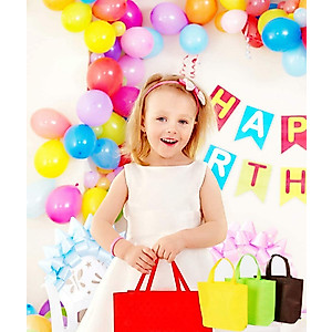 DZTIAN 36 Pack 13" 12 Colors Multi-Color Reusable Tote Gift Bags One Side Blank Non-woven Bags Colored Treat Bags, Fabric Tote Bags, Commodity snack bag