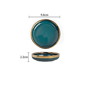 TAKESH Dinner Plates Gold Edging Green Porcelain Plates Food Dinner Set Dishes Soup Ceramic Plates
