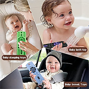 FATEORT New Upgrade Key Presses 2-Pack Silicone Baby Teething Toys for Babies 3 Months+, Pressable Remote Control Shape Teething Toys Boys Girls Baby Chew Toys, Relief Baby Teething Gum