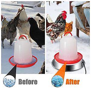 Gsbomzap 12 Inch Chicken Water Heater Base, 5 Gallons Poultry Drinker Heater Base with Thermostat and Power Cord, Automatic Electric Poultry Winter Deicer Heated Base for Plastic/Metal Chicken Waterer