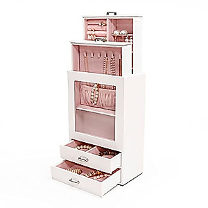 Kendal Jewelry Boxes for Girls Women, White Jewelry Box with Porcelain Pattern, Stand Layer Jewelry Organizer Box Display Necklace, Earring, Ring, Jewelry Storage Case as Ideal Gift