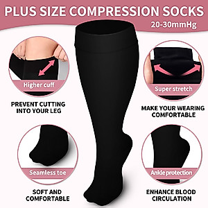 Laite Hebe Plus Size Compression Socks for Women and Men-3 pairs Wide Calf Knee High Support for Circulation