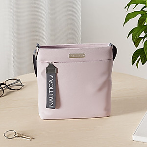 Nautica Diver Nylon Small Women's Crossbody Bag Purse with Adjustable Shoulder Strap, Lilac Rose