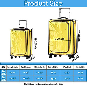 Jexine Clear PVC Luggage Cover 2 Pcs Large Suitcase Cover Protectors Transparent Protective Luggage Protector for Travel Suitcases Bags (20 Inch, 28 Inch)