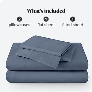 Bare Home Queen Sheet Set - Luxury 100% Linen Bed Sheets - Deep Pockets - Easy Fit - 4 Piece Set - Bedding Sheets & Pillowcases (Queen, Indigo)
