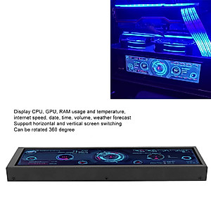 Bewinner 8.8 Inch AIDA64 PC CPU RAM HDD Data Monitor, 8.8 Inch CPU Hardware Temperature Monitor 1920x480 LCD Screen for PC ARGB Computer case Secondary Screen