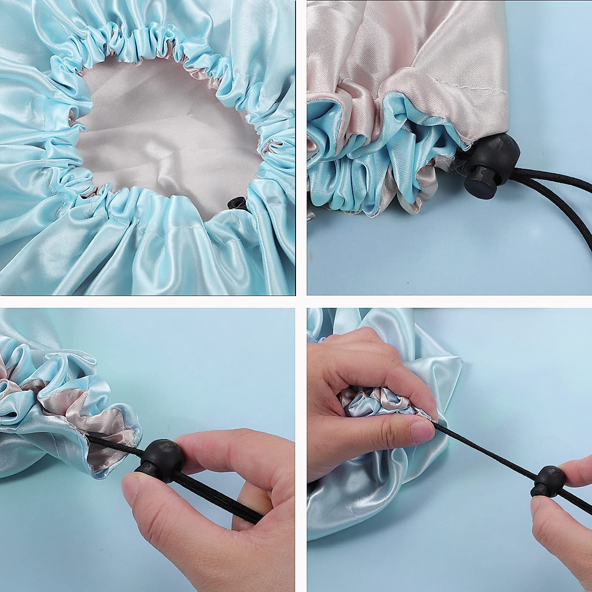 2 Pcs Satin Bonnet Silk Bonnet for Women Sleeping, Double Layer Satin Bonnet for Natural and Curly Hair