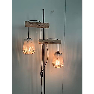 Unique Small Natural Boho LampShade For Ceiling Light Fixture Hanging Decorations Rustic shadelamp For Dinging Room, Farmhouse,Beige Color