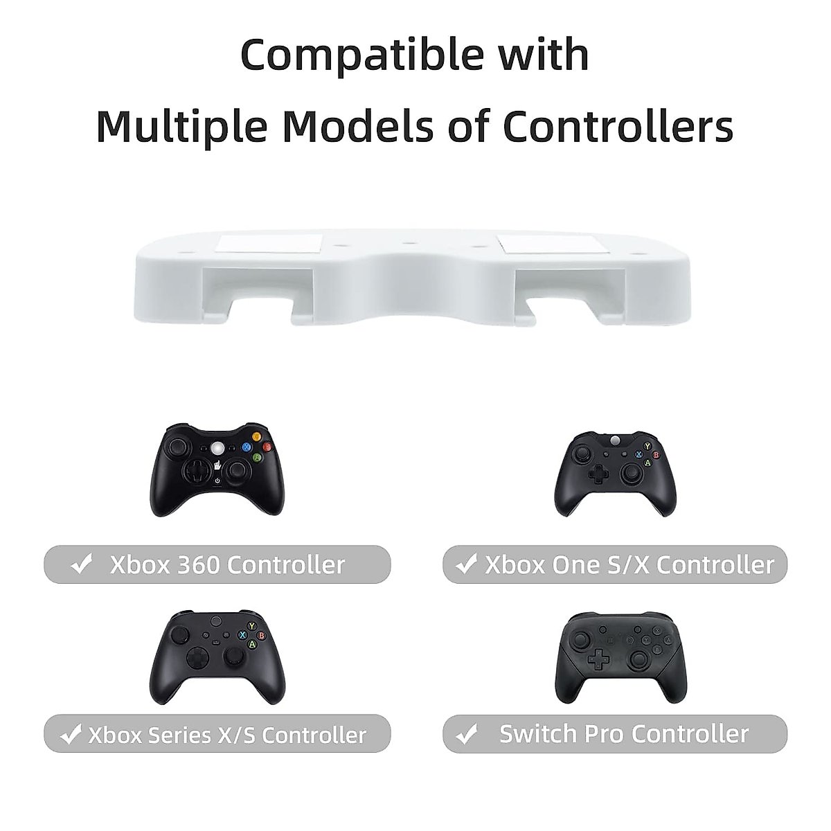 Mcbazel Under Desk Mount for Xbox Series X/S, Xbox One X/S, Xbox One, Xbox 360, Switch Pro Controller, Table Stand Holder Compatible with Xbox and Switch Pro Controller - White