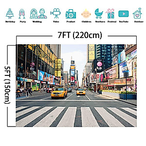 NYC Time Square Buildings Photo Backdrops Taxi New York Fashion Street Party Photography Background Adult Portrait Studio Booth Props Banner 7x5ft