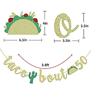 Taco Bout 50 Cactus Banner, 50th Birthday Fiesta Party Decorations, 50th Birthday Decor