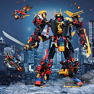 QLT QIAOLETONG 12 in 1 Transforming Mecha Robot Building Set,Mech Model Building Kit, 542 PCS Compatible with Lego Ninja Mech Warrior Cool Robots Toys Gift for Adults and Kids Boys 6 7 8 10+