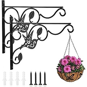 Vumdua Hanging Plants Bracket, 2 Pack 12 inch Wall Planter Hook with Iron Screws Included, Decorative Plant Hanger for Bird Feeders, Wind Chimes Indoor, Flower Pot, Lantern, Outdoor Indoor Patio Decor