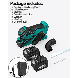 20V Brushless Cordless Hand Planer, ROFMAPLE 13000RPM 2-3/8" Wood Planer with 2 Pack 20V Lithium-Ion Batteries Electric Planer Adjustable Planing Depth Power Planer for Woodworking Home DIY